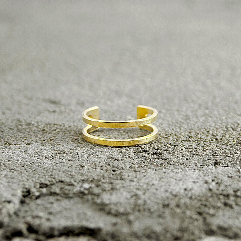 Double Bar Cuff Ring,urban Style,street Chic,layered Ring,industrial ...