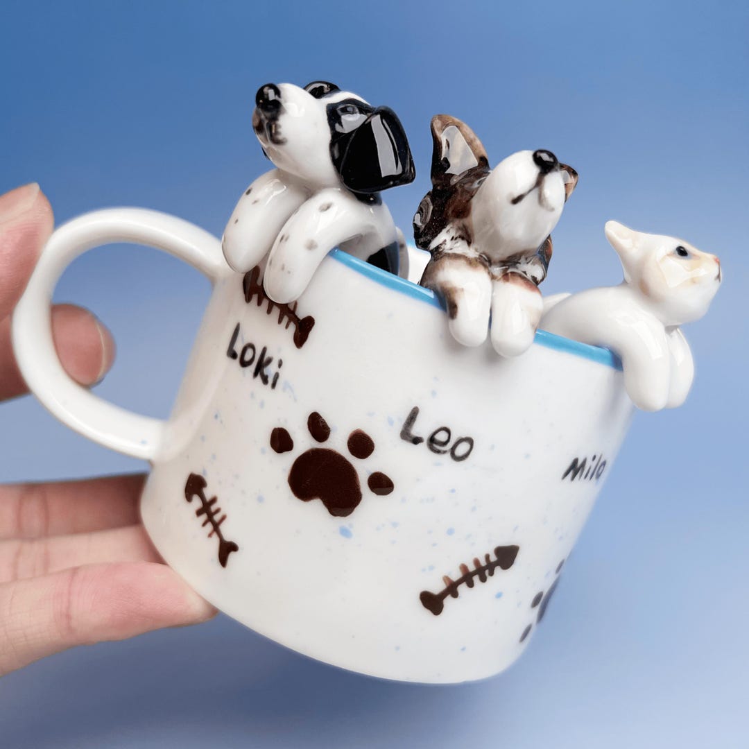 Custom 3D Pet Portrait Mug, Hand-painted Ceramic Coffee Cup - Etsy