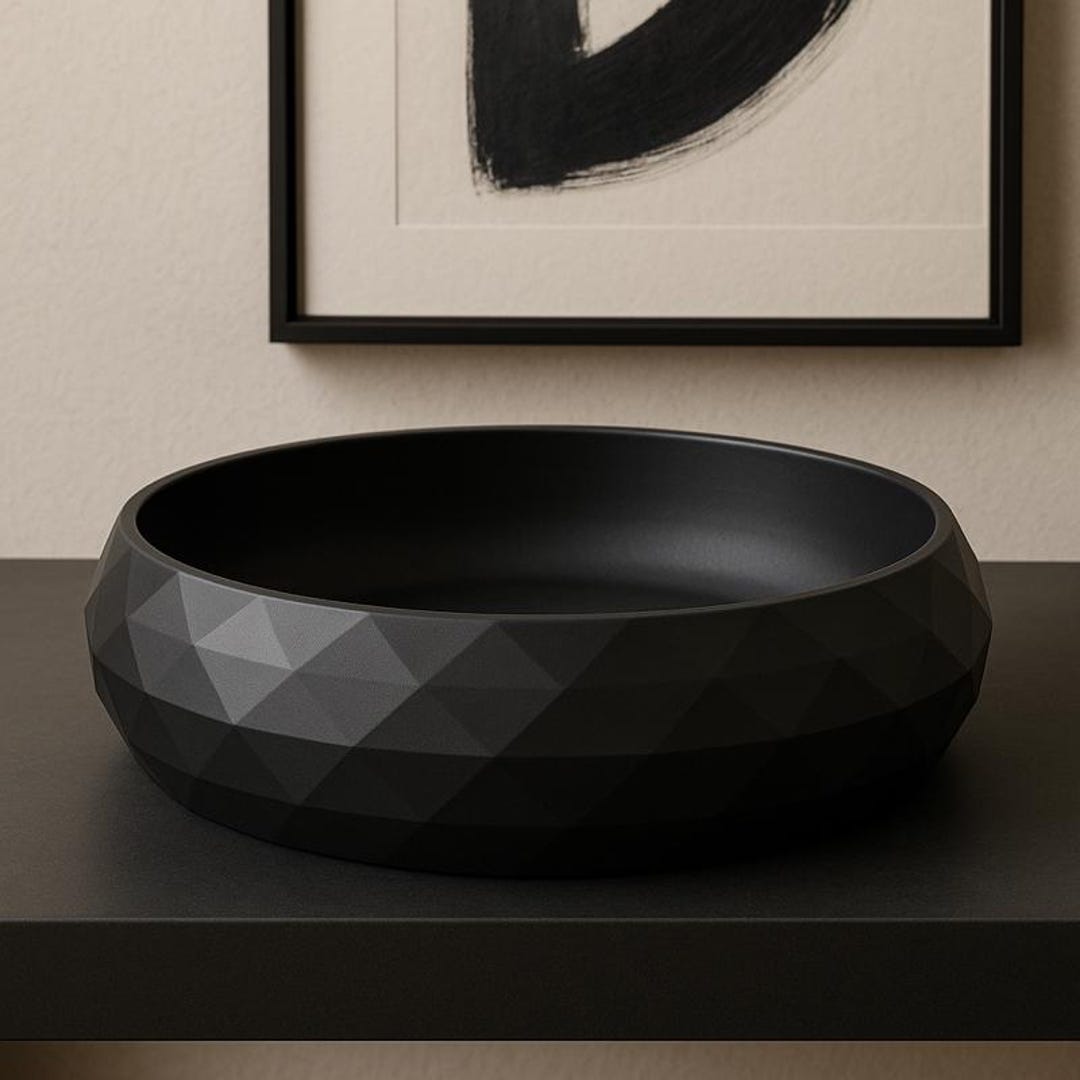 Geometric Entrance Bowl | Modern Matte Black Home Accent - Etsy