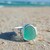 Teal Hammered Sea Glass Ring, Wide Band Sterling Silver Ring, Sea Glass ...