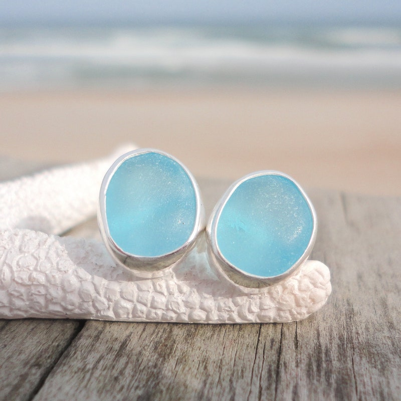 Blue Sea Glass Earrings - Etsy