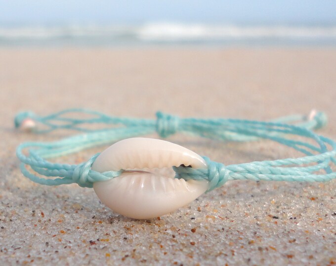 Cowrie Shell Bracelet or Anklet-adjustable Waterproof Wax Coated Bangle ...