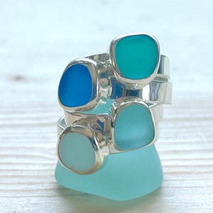 Sea Foam Sea Glass Ring Sterling Silver Wide Band Ring Sea Glass ...