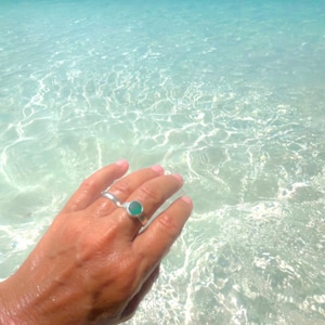 Sea Foam Sea Glass Ring Sterling Silver Wide Band Ring Sea Glass ...