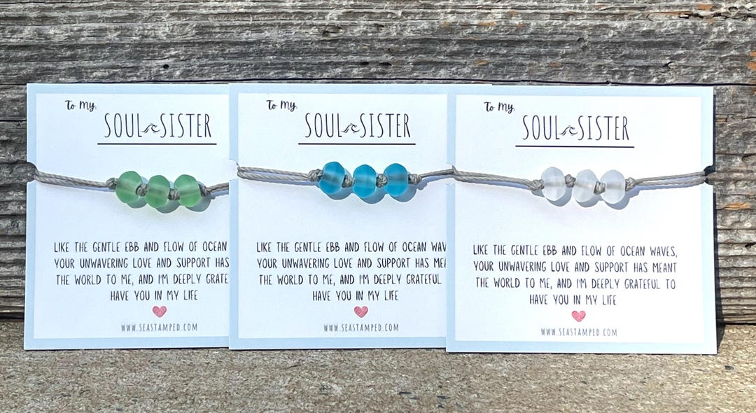 Soul Sister Bracelet Sea Glass Bead Bracelet Beach Glass Bracelet ...
