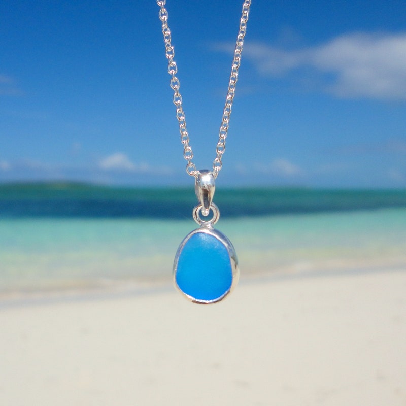 Blue Glass Silver Pendant - Etsy