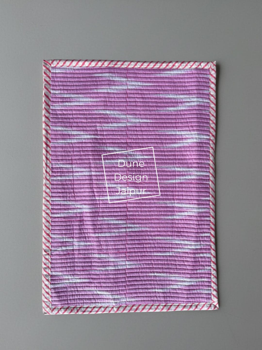Reversible Block Print Placemat | Hand Quilted Cotton | Pink Floral ...
