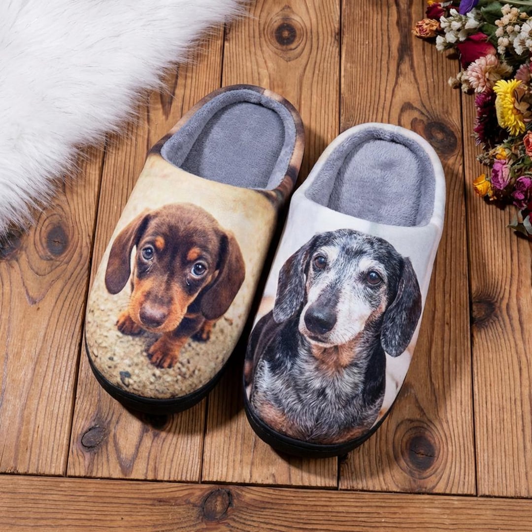 Custom Dog Growth Timeline Photo Slippers - Puppy to Senior ...