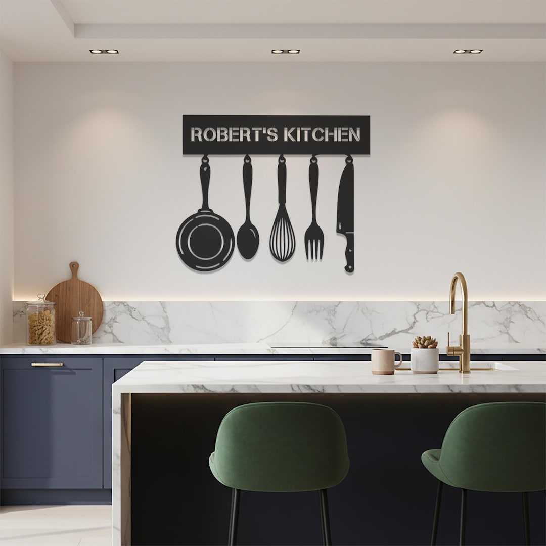Custom Kitchen Utensil Wall Art, Chef Gift, Personalized Cooking Sign ...
