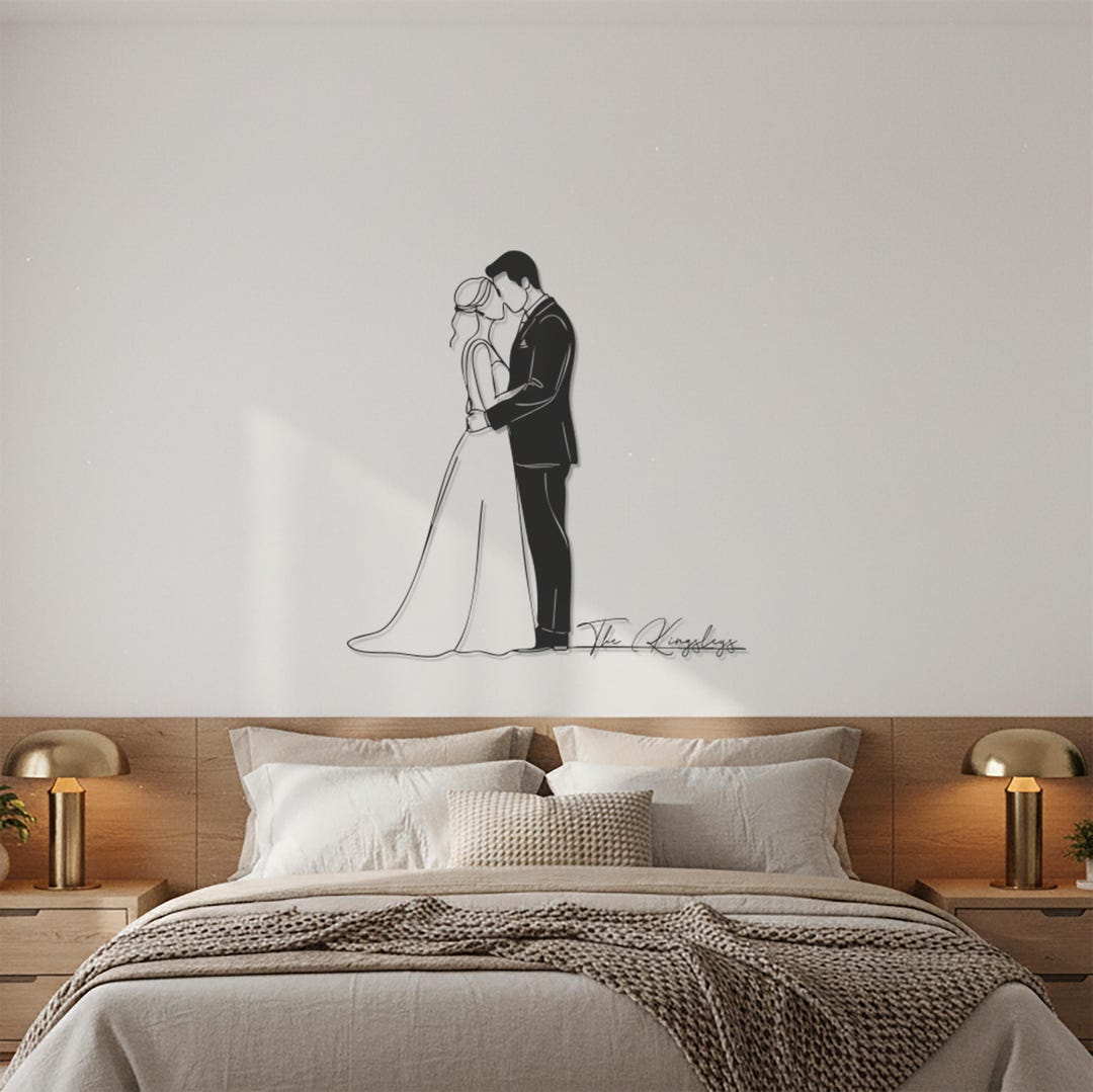 Custom Wedding Line Art Metal Sign, Bride and Groom Wall Decor ...