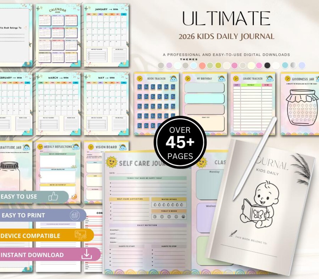 Kids Daily Journal Printable, Kids Chore Chart | Daily Writing Prompts ...