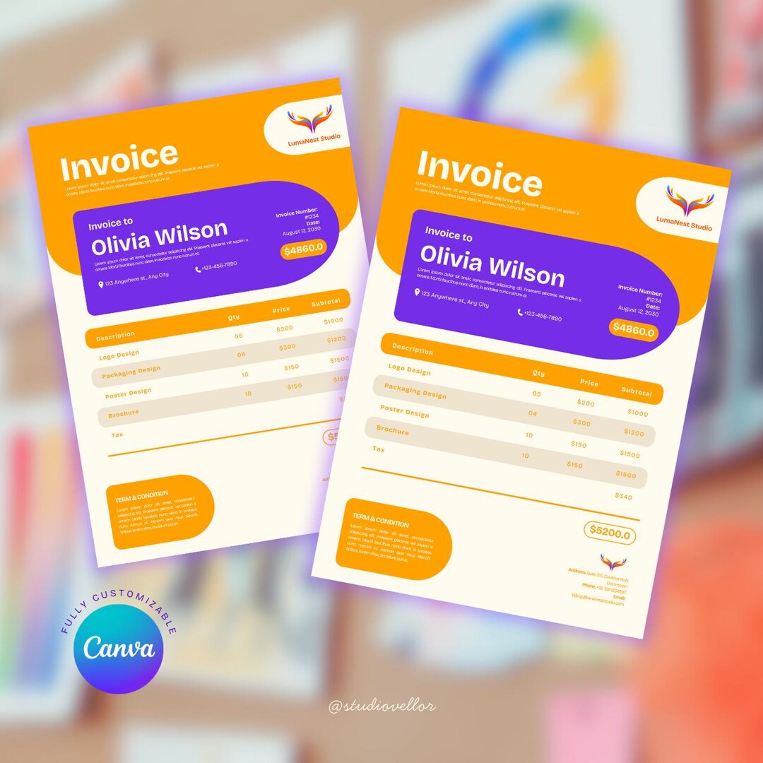 Design Studio Invoice Template | Modern Creative Agency Billing (canva ...