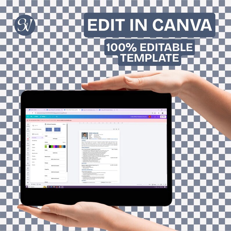 Editable ATS Resume Template | Professional CV Design | Canva Editable ...