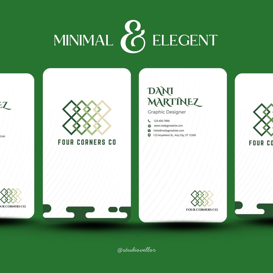 FOUR CORNERS Editable Business Card Template | Geometric Modern Design ...