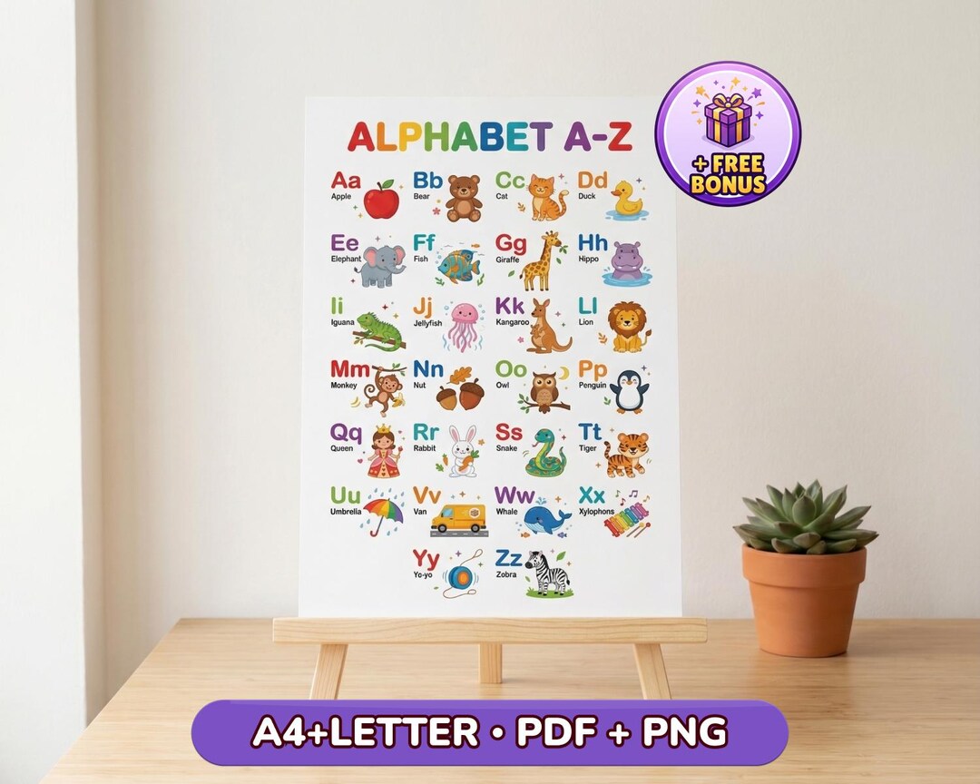 ABC Poster for Preschool, Printable Alphabet A-Z Chart PDF for ...