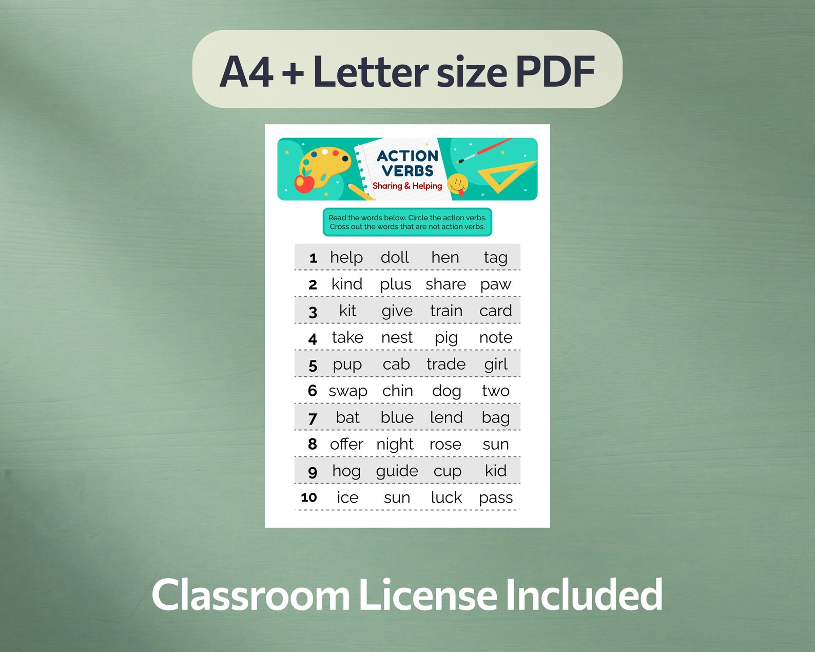 Action Verbs Worksheets: 15 Printable Activity Sets for Kindergarten ...