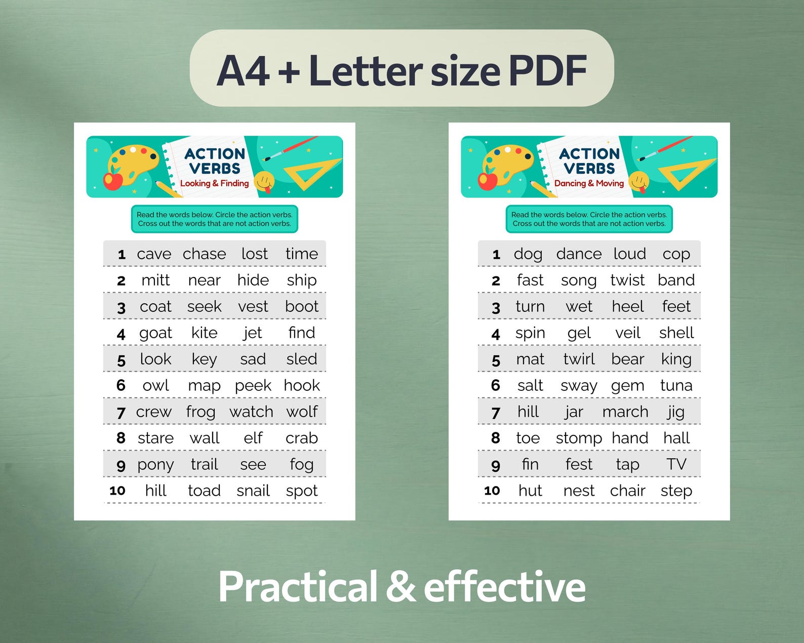 Action Verbs Worksheets: 14 Printable Activity Sets for Kindergarten ...