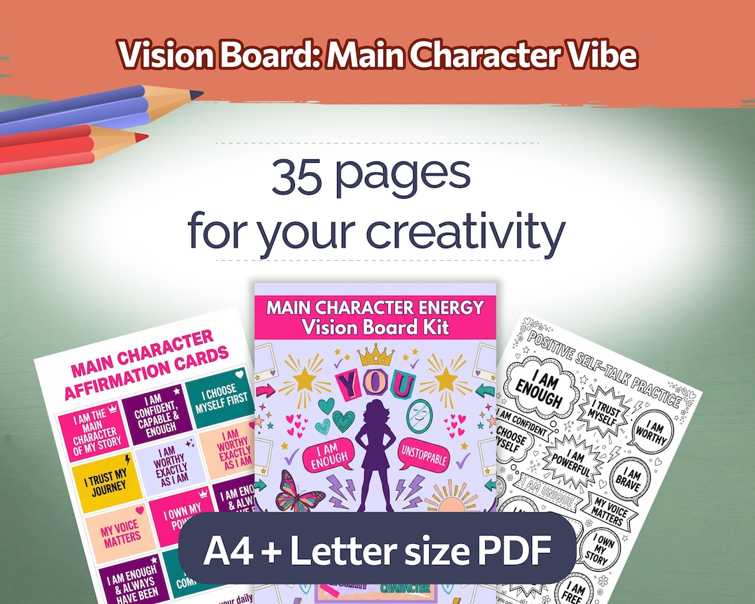 Teen Vision Board Kit, 35-page Main Character Energy Printable ...