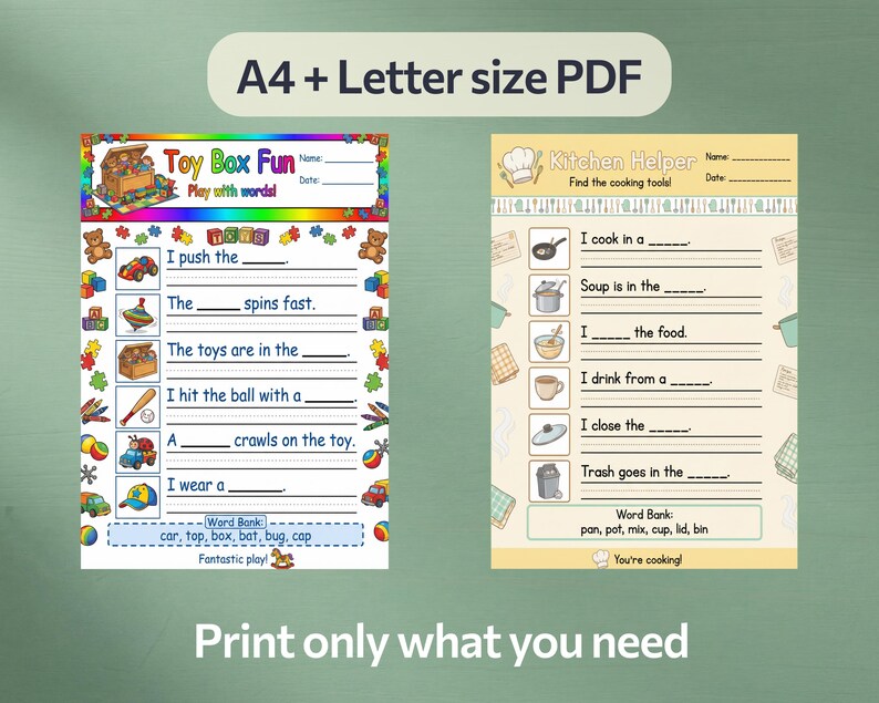 Folhas de exercícios de escrita de frases CVC - 10 atividades de ...