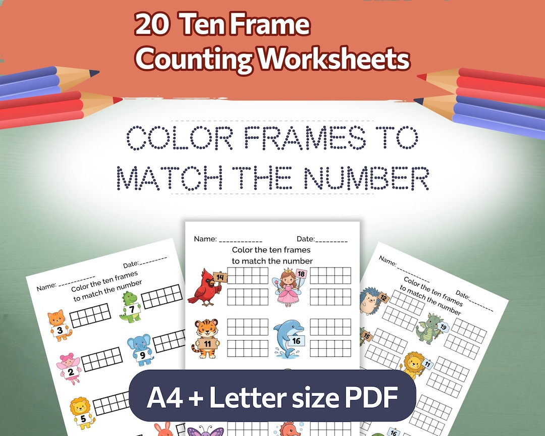 Ten Frame Counting Worksheets: 20 Early Math Number Activities, Digital ...