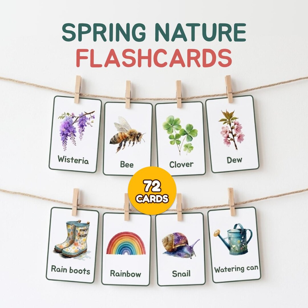 72 Spring Flashcards, Preschool Curriculum Learning Cards, Printable ...