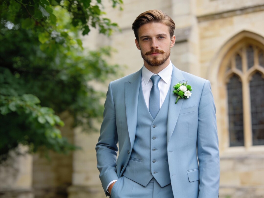 Light Blue 3-piece Wedding Suit, Modern Groom Formalwear - Etsy