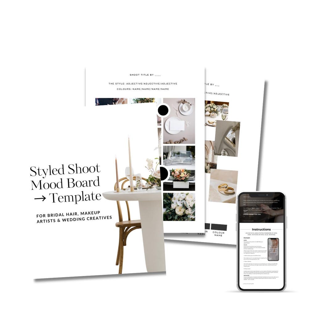 Bridal Styled Shoot Mood Board | Canva Template for Wedding Hair ...