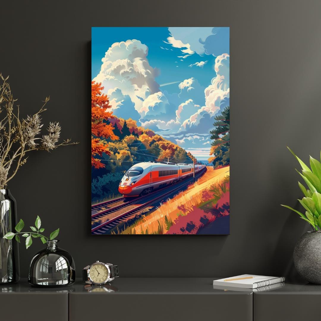 High Speed Train Landscape Poster - Retro Travel Wall Art Print A1 - Etsy