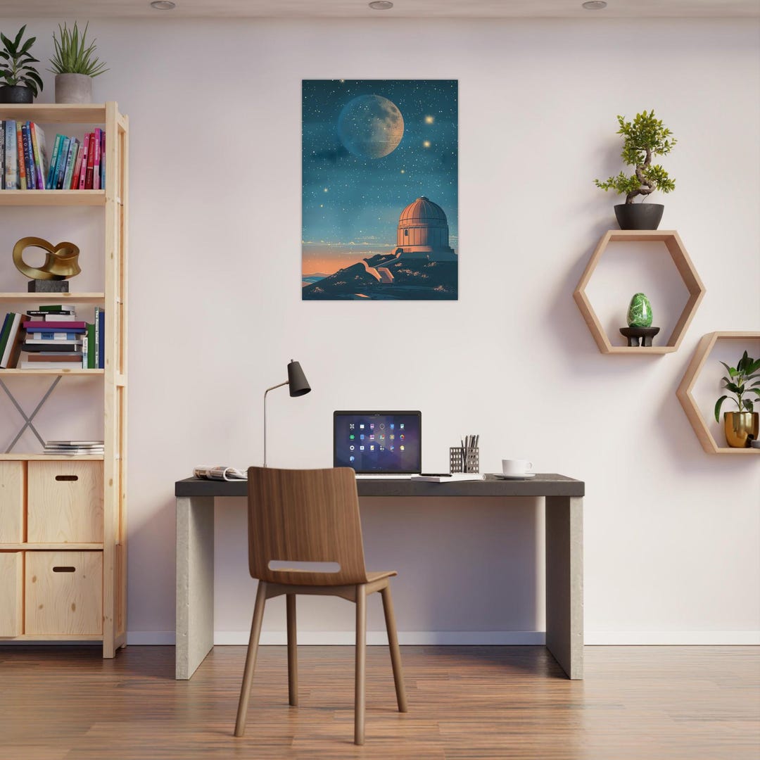 Observatory Wall Art – Retro Space Print – Mid-century Astronomy ...