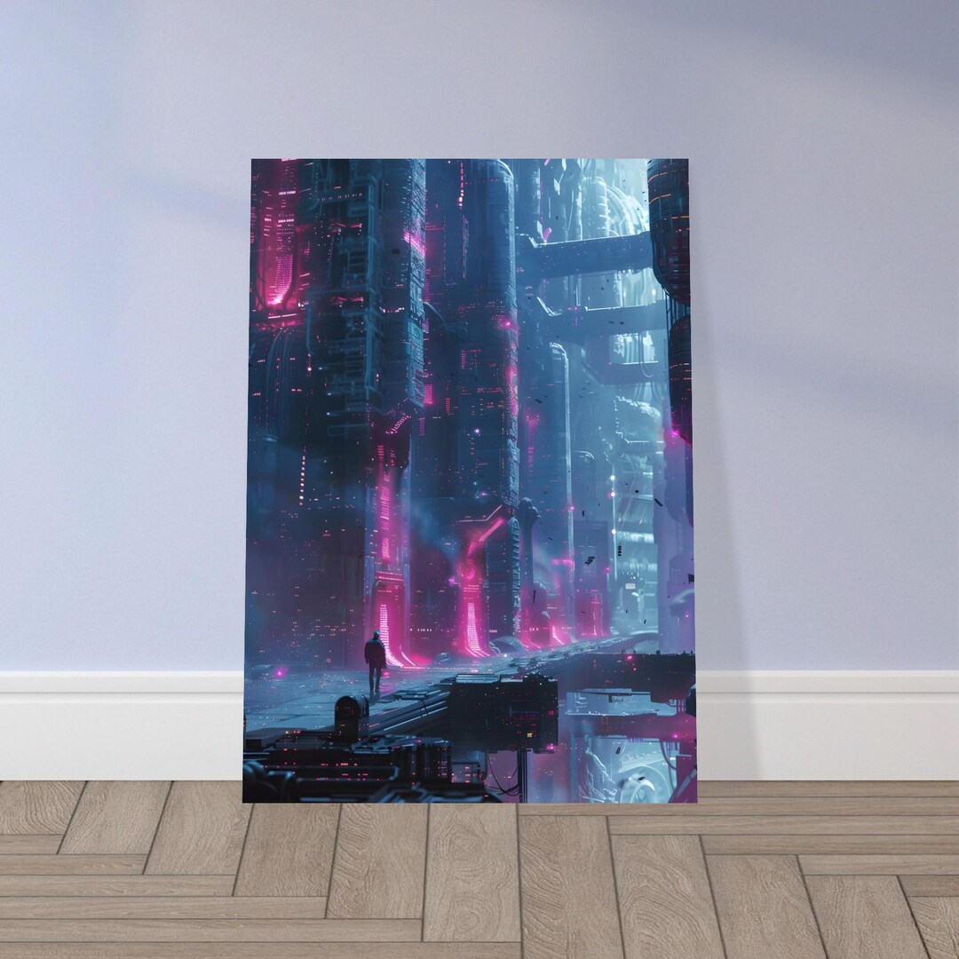 Neon Megastructure Wall Art - Futuristic City Print - Cyberpunk Artwork ...