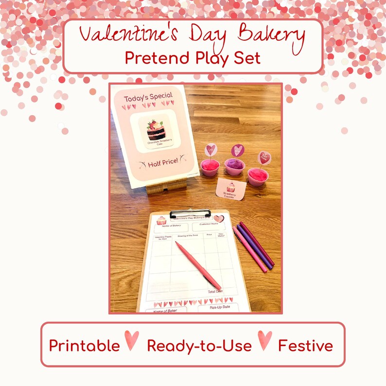 Valentine’s Day Bakery Pretend Play Set for Preschool | Printable - Etsy