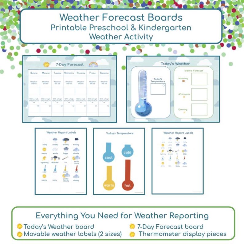 Weather Forecast Printable for Preschool and Kindergarten, Daily and ...