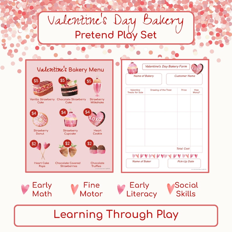 Valentine’s Day Bakery Pretend Play Set for Preschool | Printable - Etsy