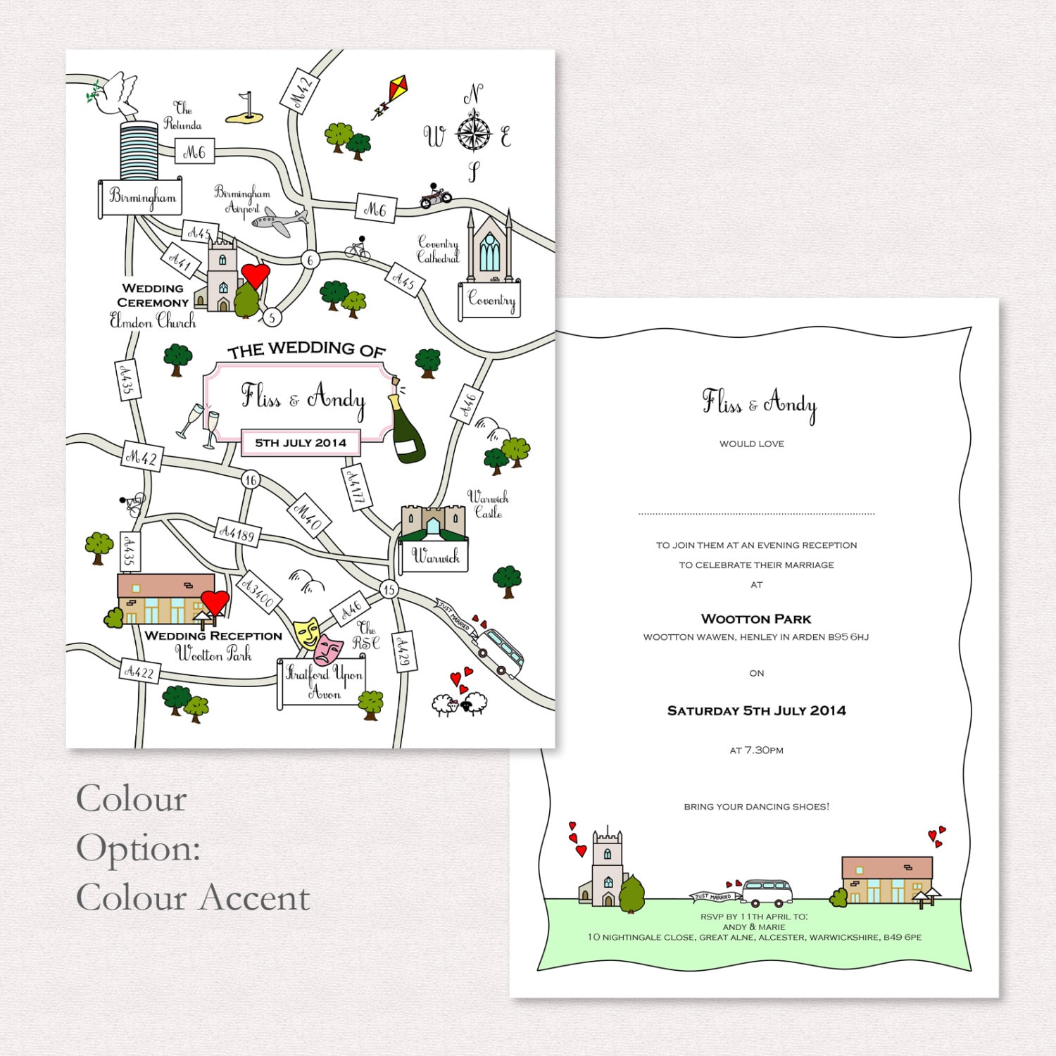 Custom Map Wedding Invitation: Unique Square Design - Etsy