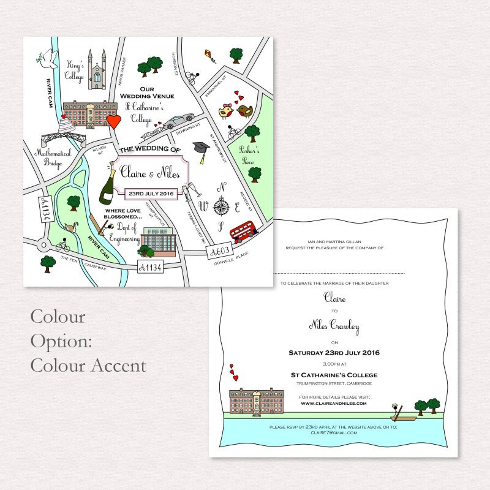 Custom Map Wedding Invitation or Info Card | Vintage Invitation ...