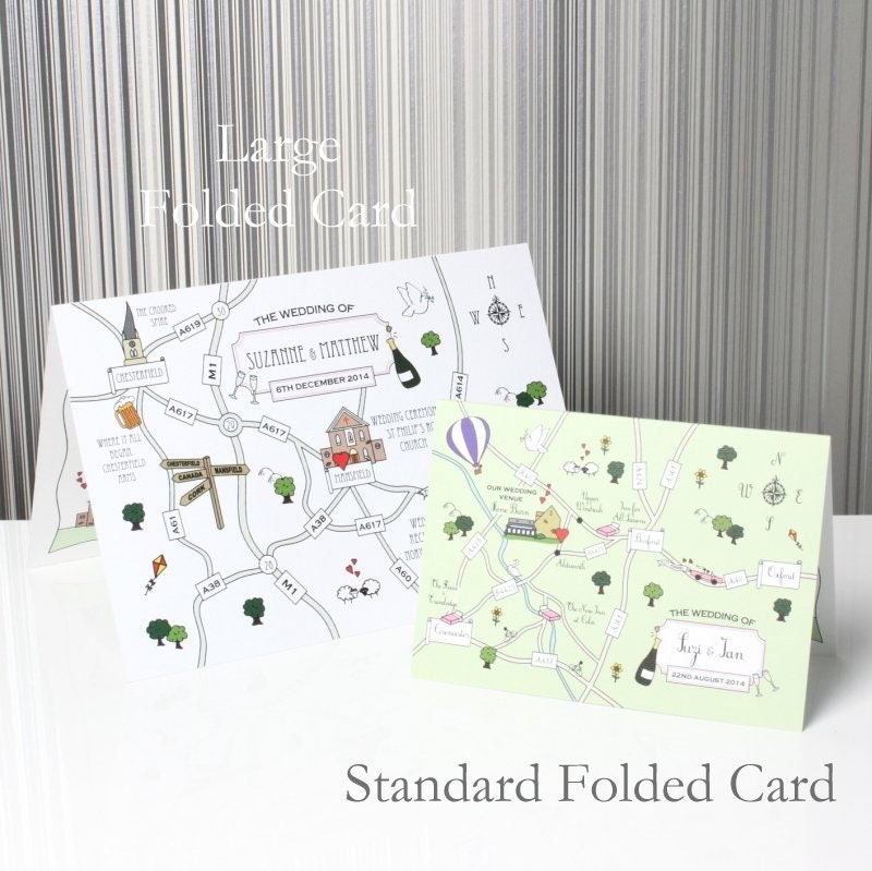Custom Map Folded Card Wedding Invitations Unique Invitation Travel ...