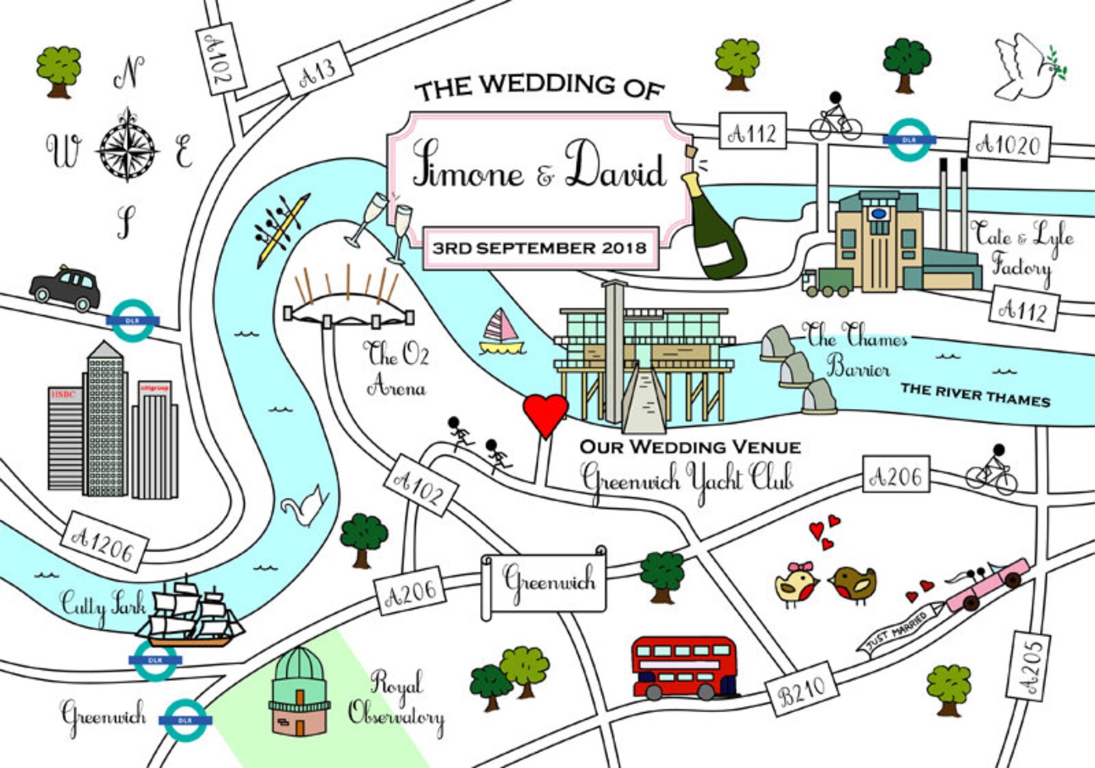 Custom Map Wedding Invitation or Info Card - Full Colour | Unique ...