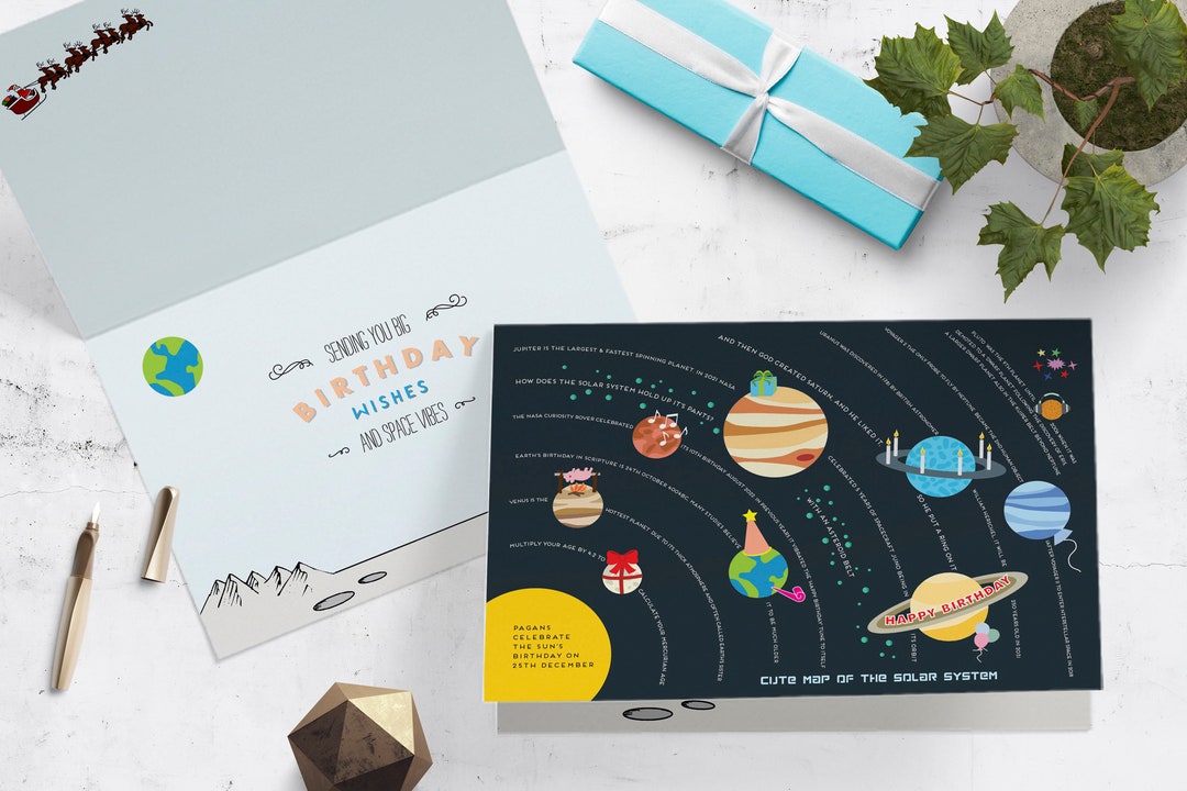 Solar System Facts and Funny Space Birthday Card | Space | the Planets ...