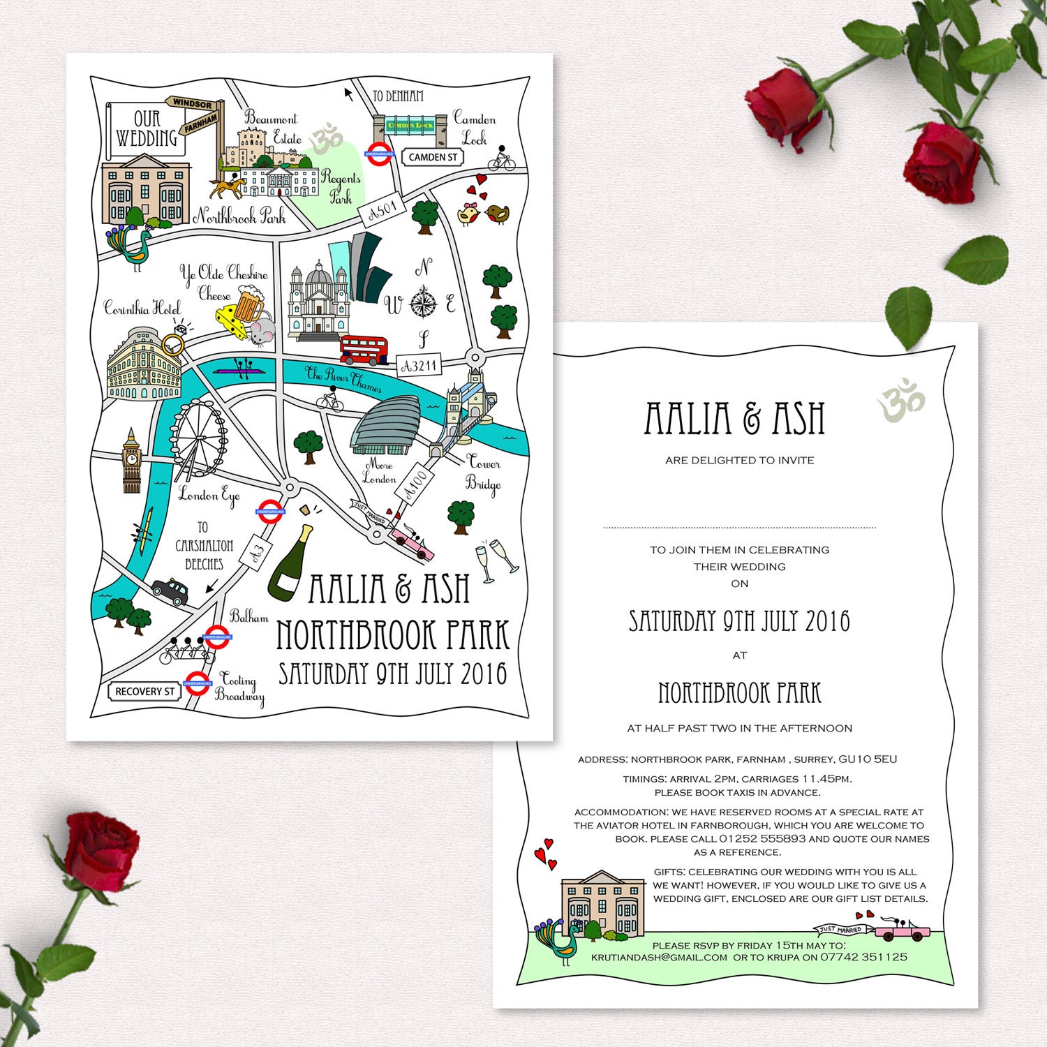 Custom Map Wedding Invitation or Info Card Luxury Invitation Square ...