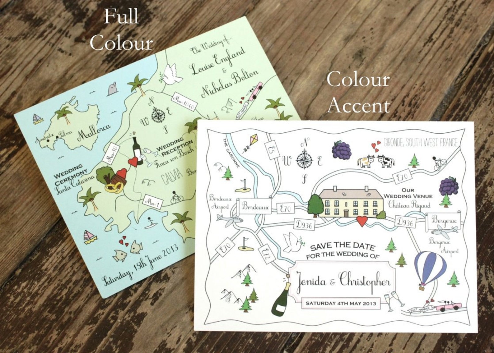 Custom Map Wedding Invitation or Info Card Mono Colour | Etsy