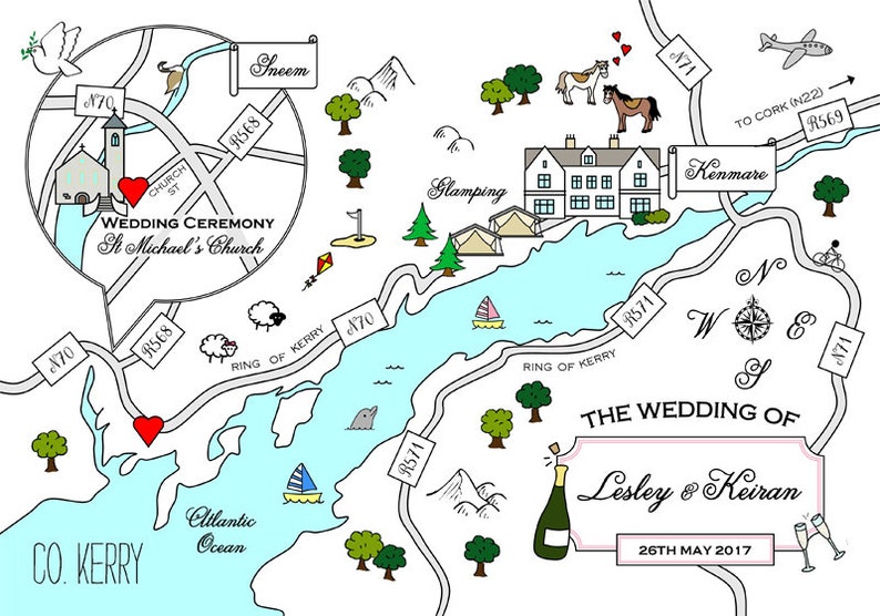 Printable Custom Map Wedding Invitation, Save the Date or Info Card ...