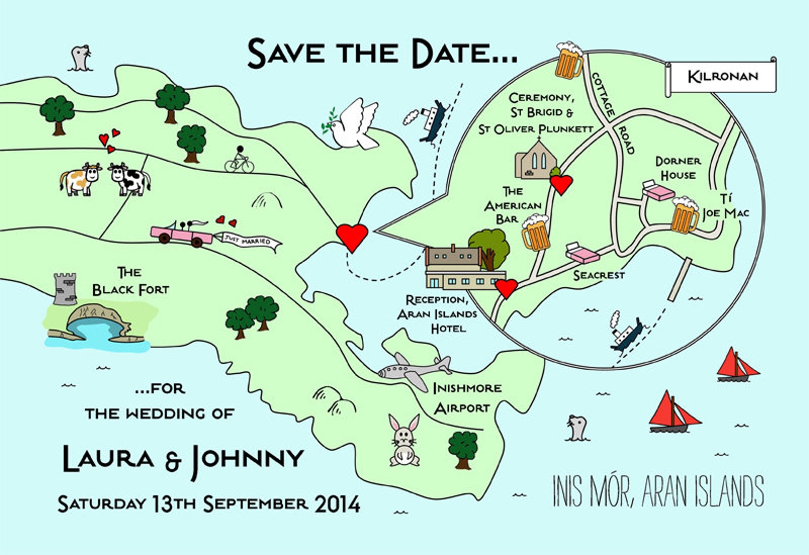 Printable Custom Map Wedding Invitation, Save the Date or Info Card ...