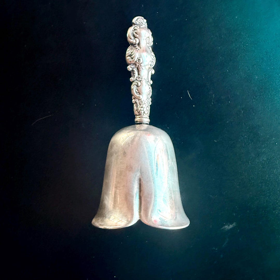 Antique Sterling Silver Dinner Bell | Ornate Repoussé Handle ...
