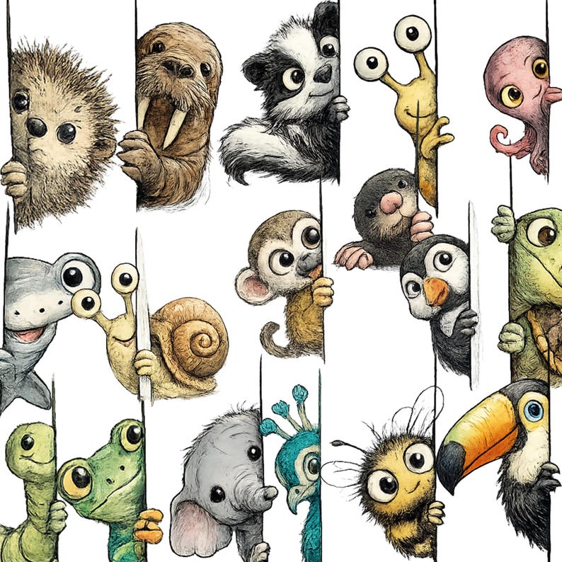 Peeking Animals Clipart: 34 PNG Woodland Creatures (commercial Use) - Etsy