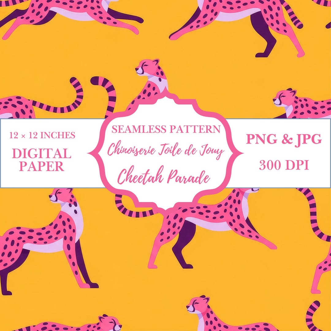 Cheetah Seamless Pattern | Pink Cheetah Parade Digital Paper ...