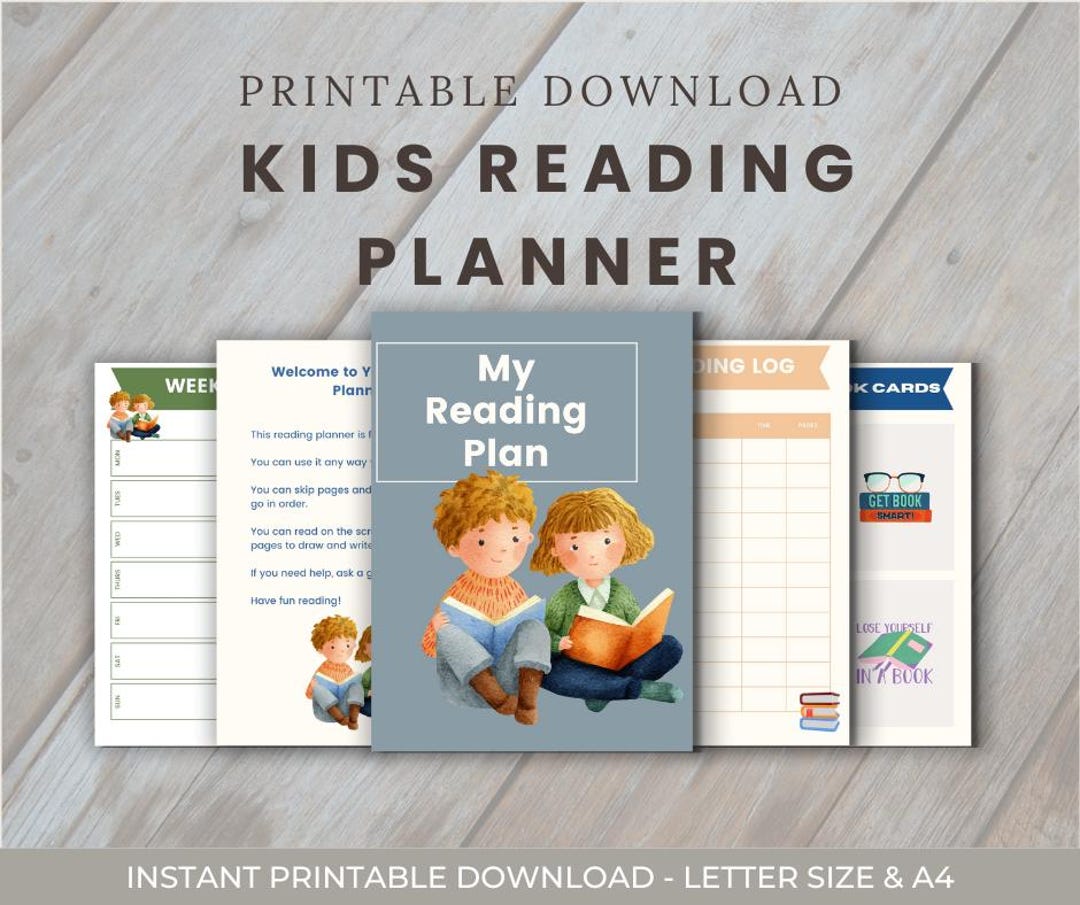 Kids Reading Planner, Printable Reading Workbook, Reading Tracker for ...