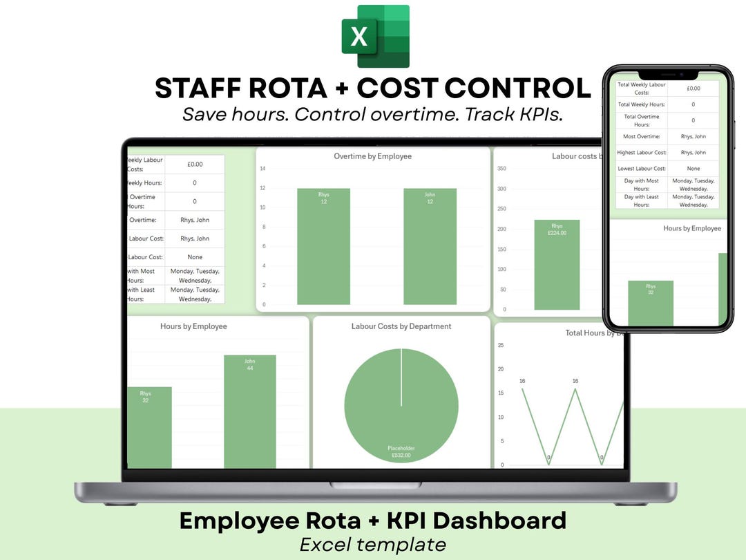 Staff Rota Spreadsheet | Employee Schedule & Shift Planner (excel ...