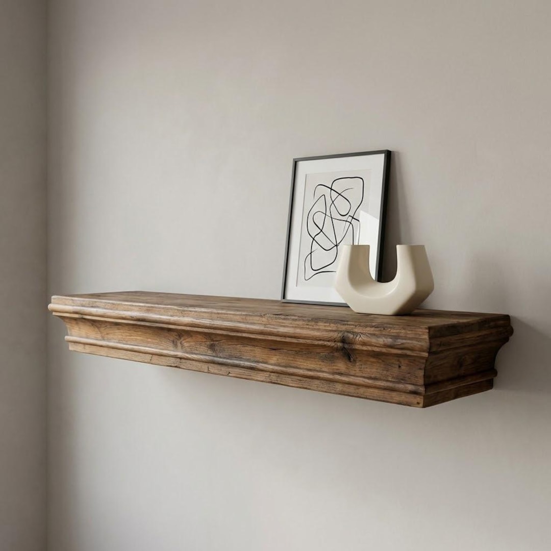 Solid Wood Floating Shelf, Thick Rustic Mantel Shelf, Custom Length ...