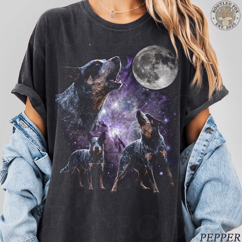 Vintage Three Blue Heeler Moon. Australian Cattle Dog Funny Cattle Dog ...