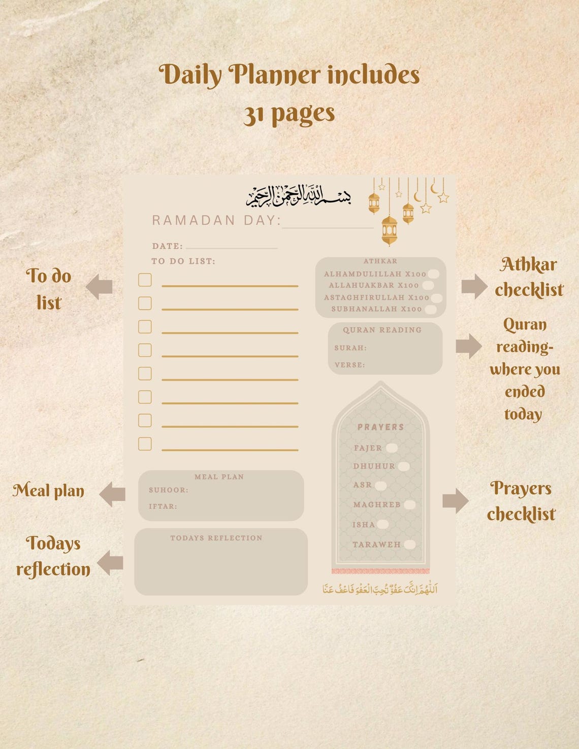 Ramadan Planner | Daily Ibadah, Goals & Reflection Journal (digital ...